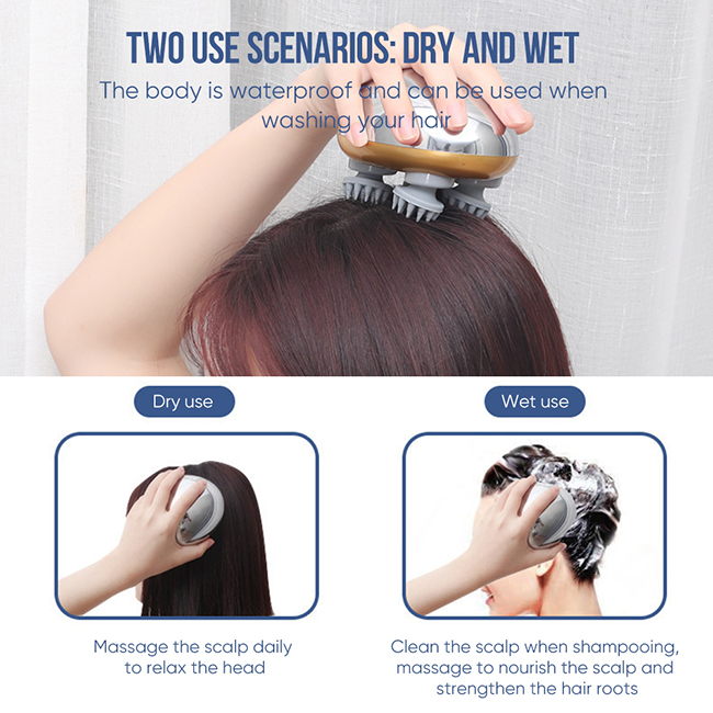 Rechargeable Heads Silicone Cordless Electric Portable Mini Scalp Head ...