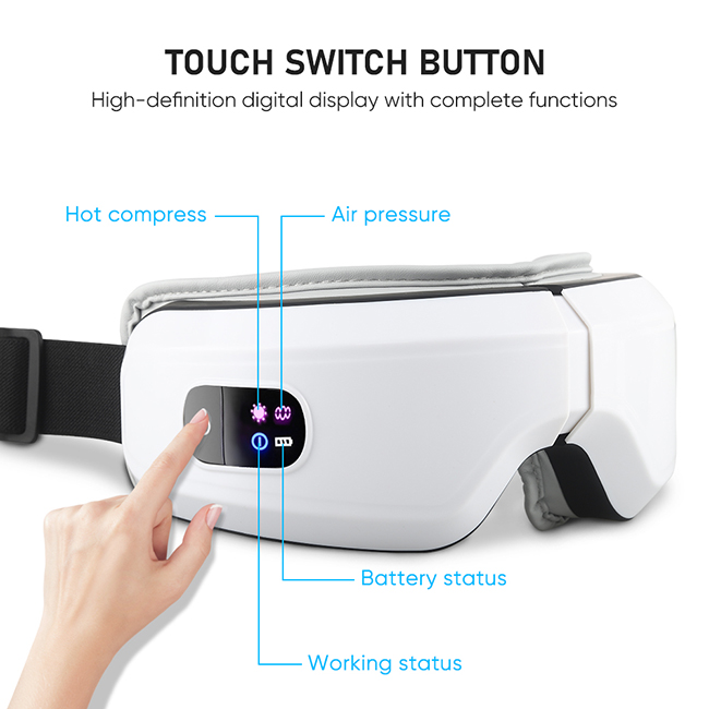 Smart Eye Massager with Heat Compression Rechargeable Vibration Music ...